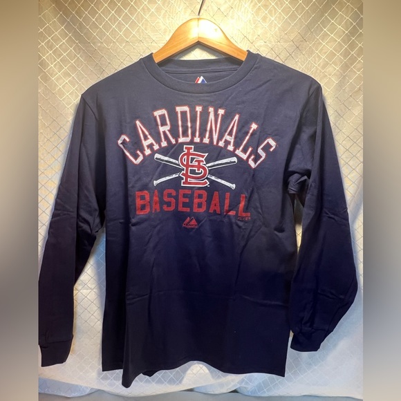 Majestic | Shirts & Tops | Cardinals Baseball Tshirt Blue Long Sleeves ...